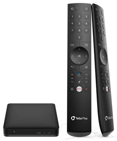 Telia Play Hub och fjärrkontroll med siffror